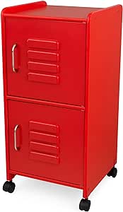 KidKraft Painted Wood Medium Storage Locker on Wheels with Two Compart ...