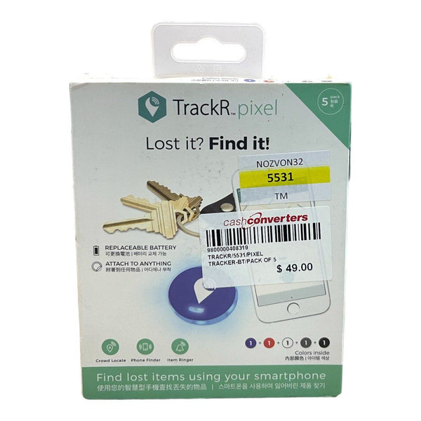 TrackR Pixel Bluetooth Tracker Pack of 5 (Black, White, Silver, Red, B ...