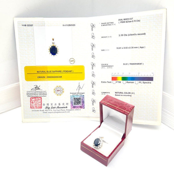 Diamond Blue Sapp Pendant With Cert – Cash Converters